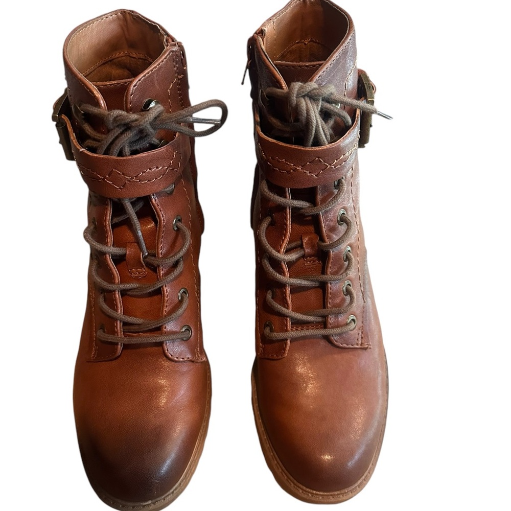 Zodiac Leather Cognac Combat Boots - Gem